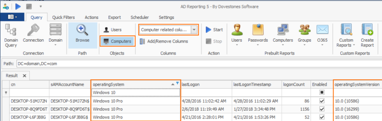 How Can I See The Operating Systems Of Computer Objects In Active Directory Dovestones Software 9198