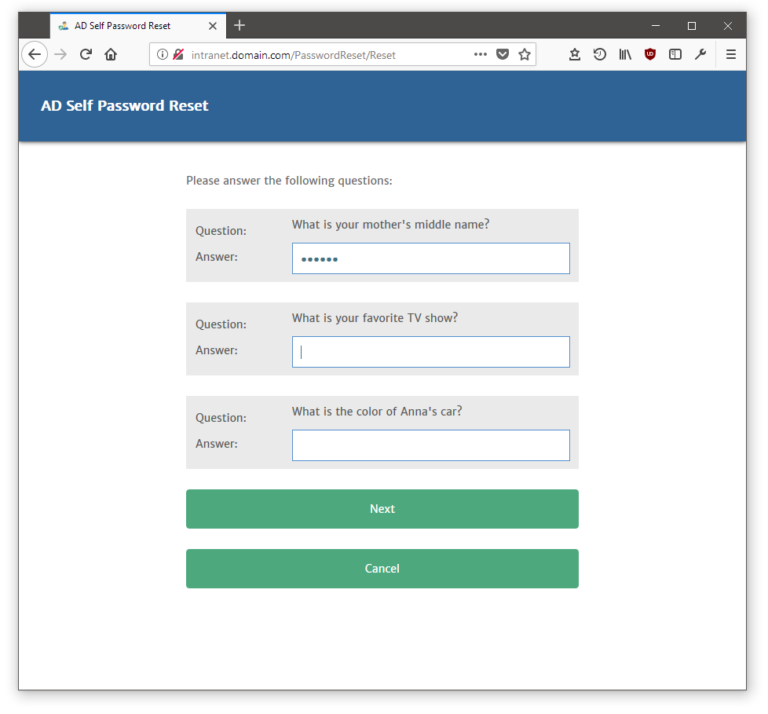 Active Directory Password Reset, AD Self Password Reset