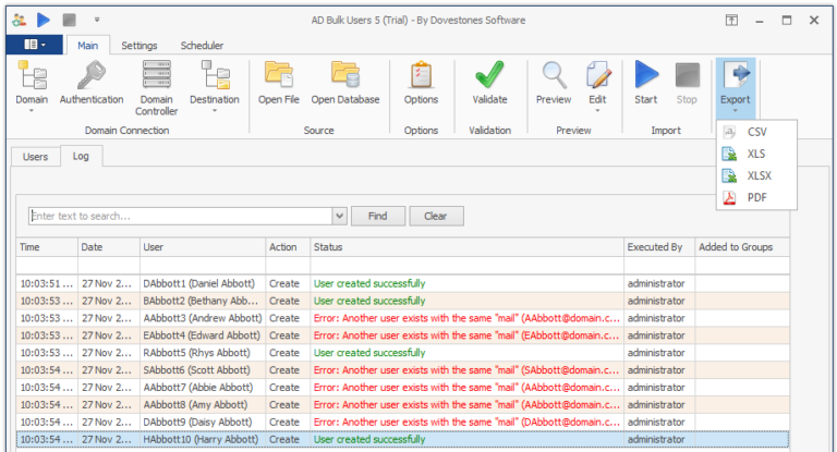 AD Bulk Users Documentation - Dovestones Software